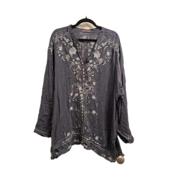Johnny Was | Tops | Johnny Was Charcoal Embroidered Tunic | Poshmark